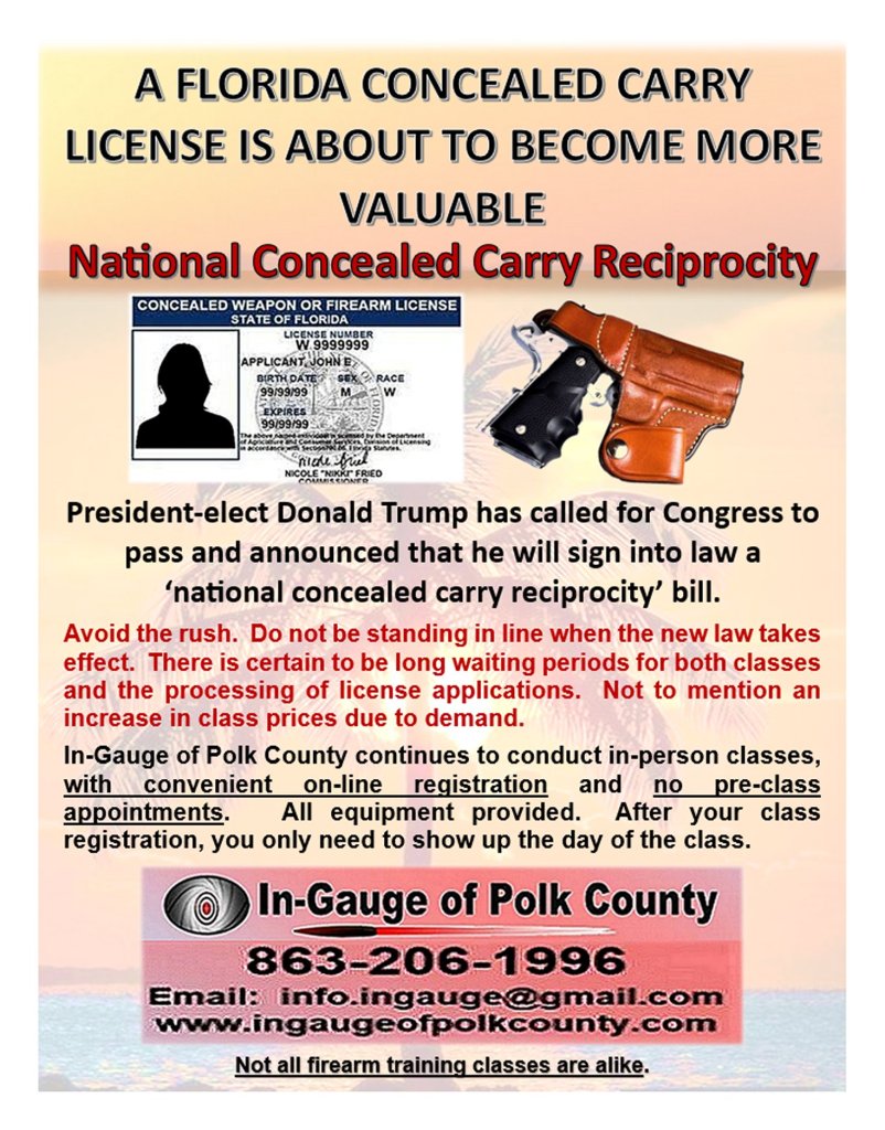 NATIONAL CONCEALED CARRY RECIPROCITY - Soon to become a reality - In-Gauge of Polk County - A ...